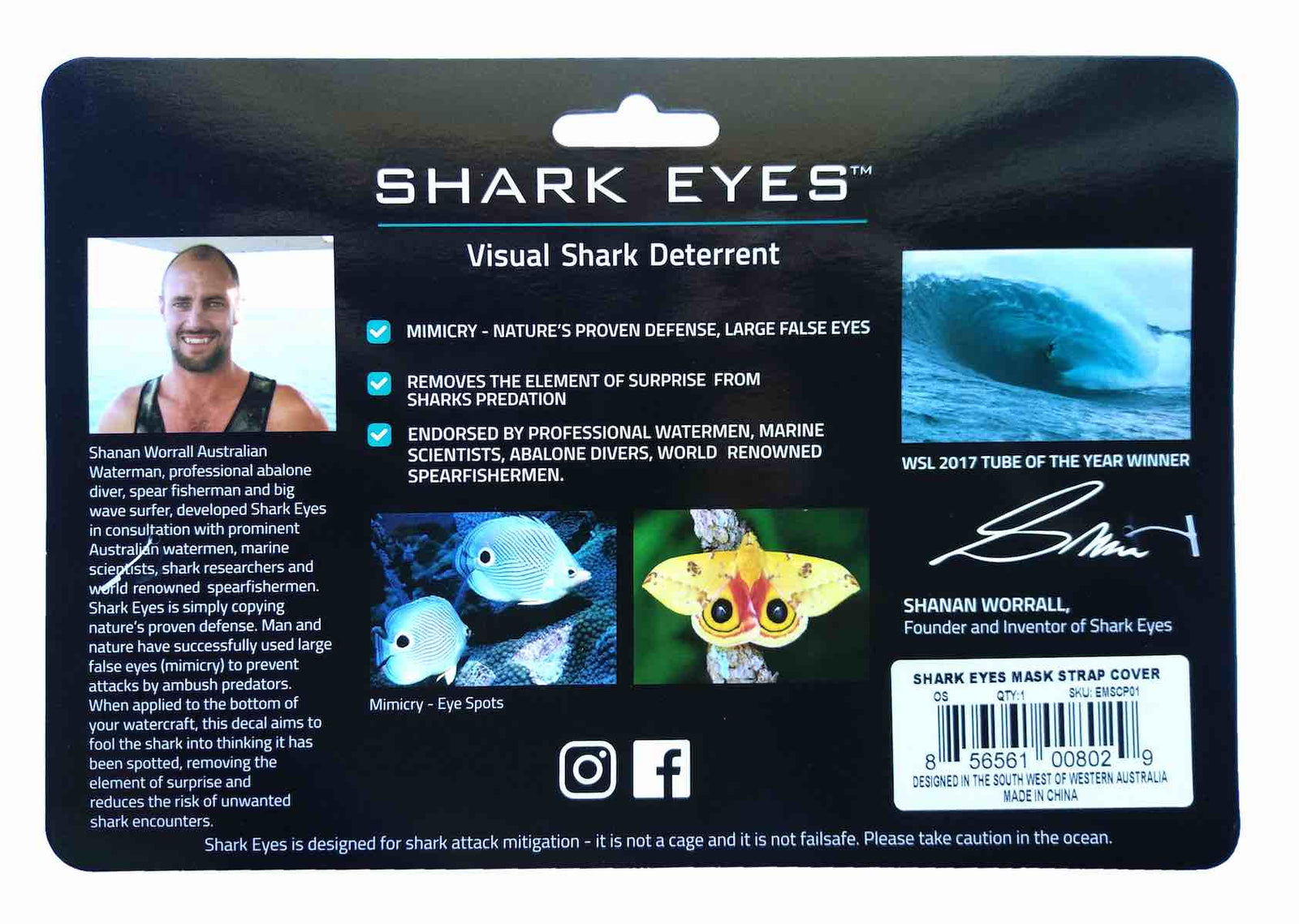 Shark Eyes Visual Deterrent Mask Strap Cover – One Breath Diving ...